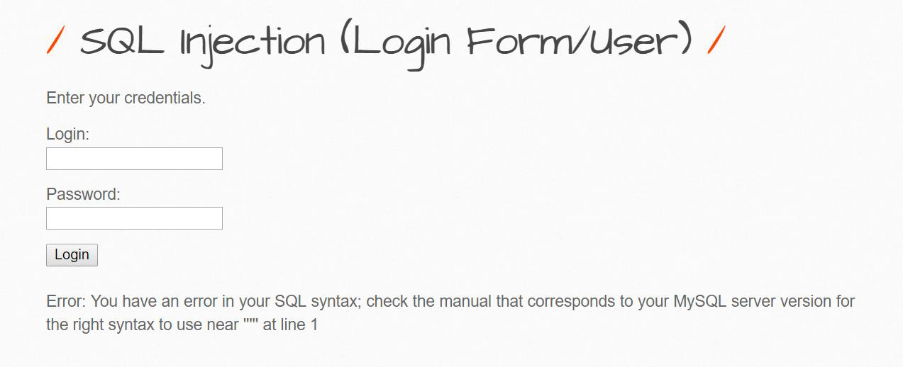 Sql Injection Login Formuser · Teckk2